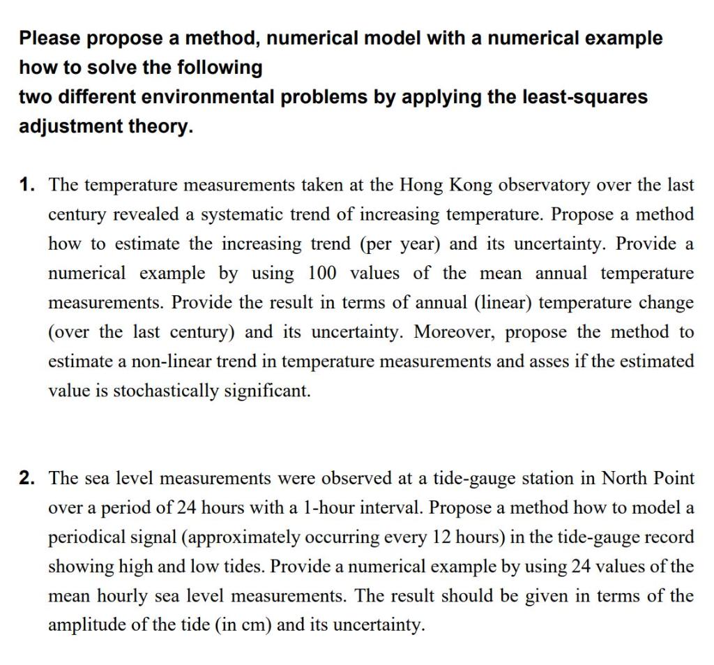 Please propose a method, numerical model with a | Chegg.com