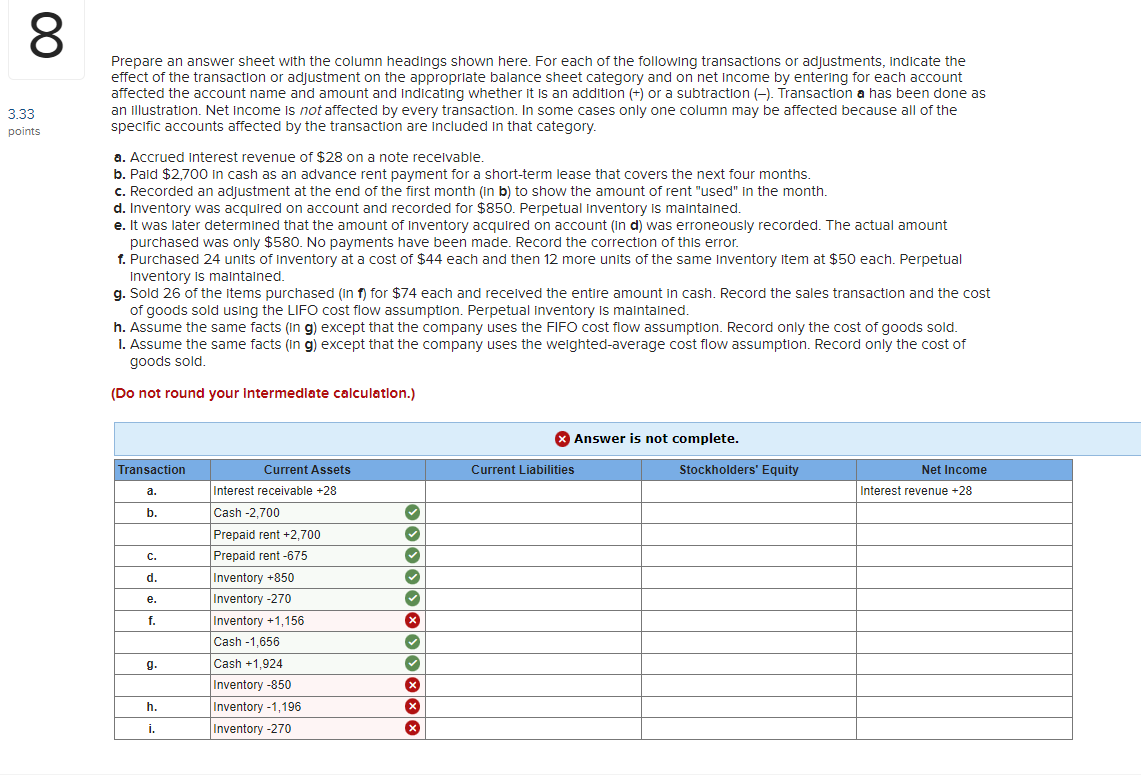 Solved Prepare an answer sheet with the column headings | Chegg.com