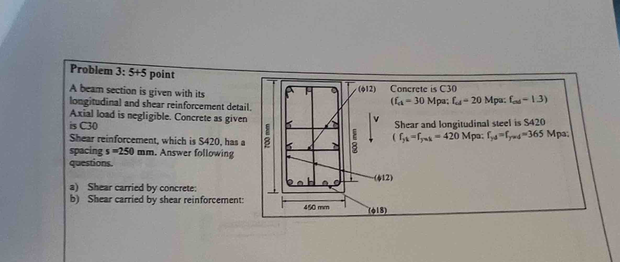 Solved Problem 3: 5+5 ﻿point A beam section is given with | Chegg.com