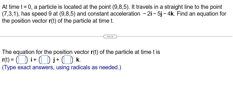 Solved At ﻿time t=0, ﻿a particle is ﻿located at ﻿the point | Chegg.com