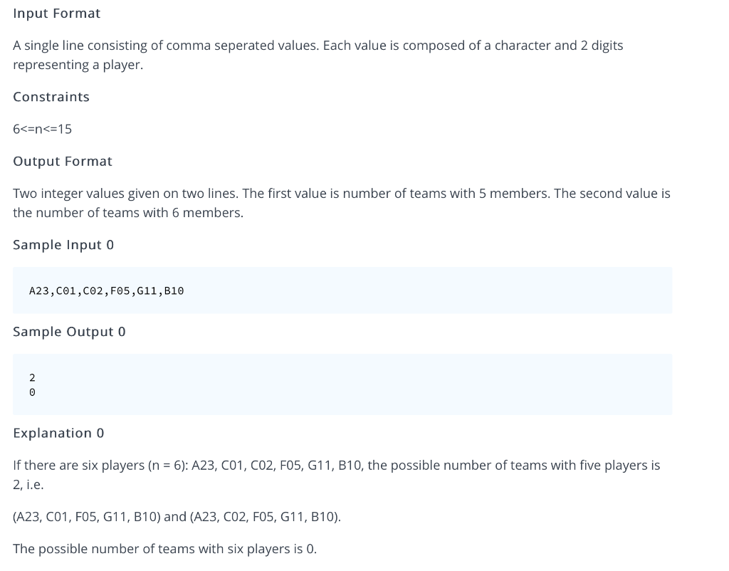 Solved Input Format A single line consisting of comma | Chegg.com