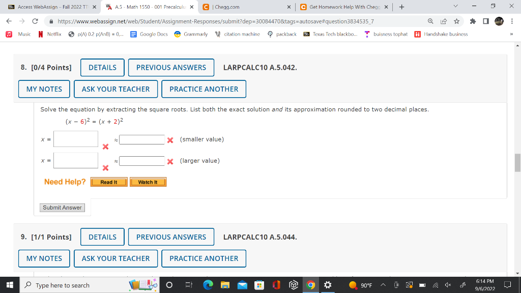 Solved Solve the equation by extracting the square roots. | Chegg.com