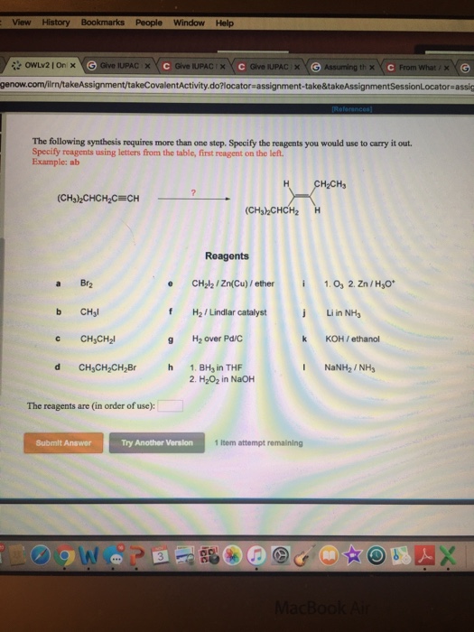 Solved The following synthesis requires more than one step. | Chegg.com