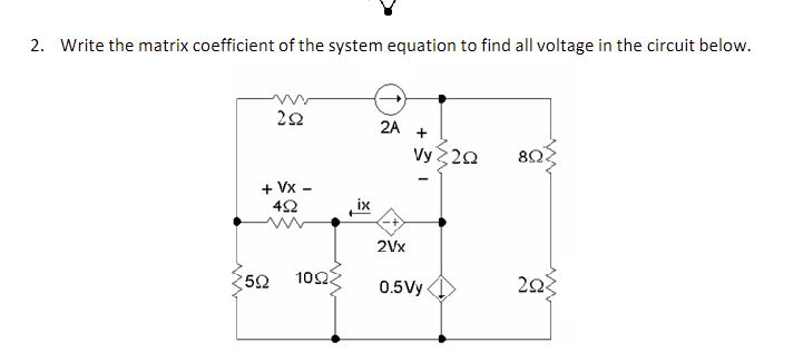 Solved Write the matrix coefficient of the system equation | Chegg.com