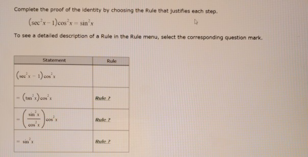 Solved Complete the proof of the identity by choosing the | Chegg.com