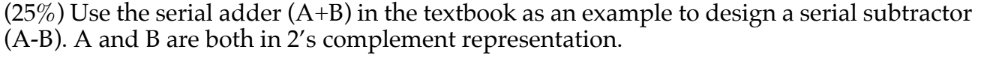 [Solved]: (25 Use the serial adder ( (A+B) ) in the te