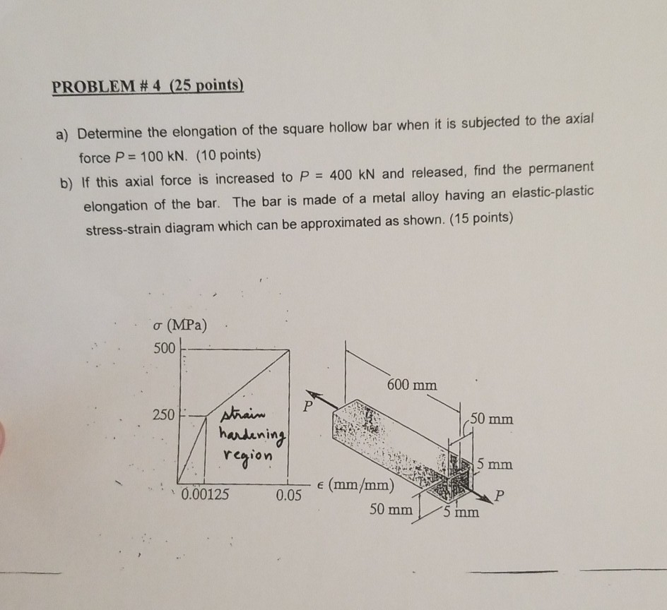 Solved PROBLEM # 4 (25 points) a) Determine the elongation | Chegg.com