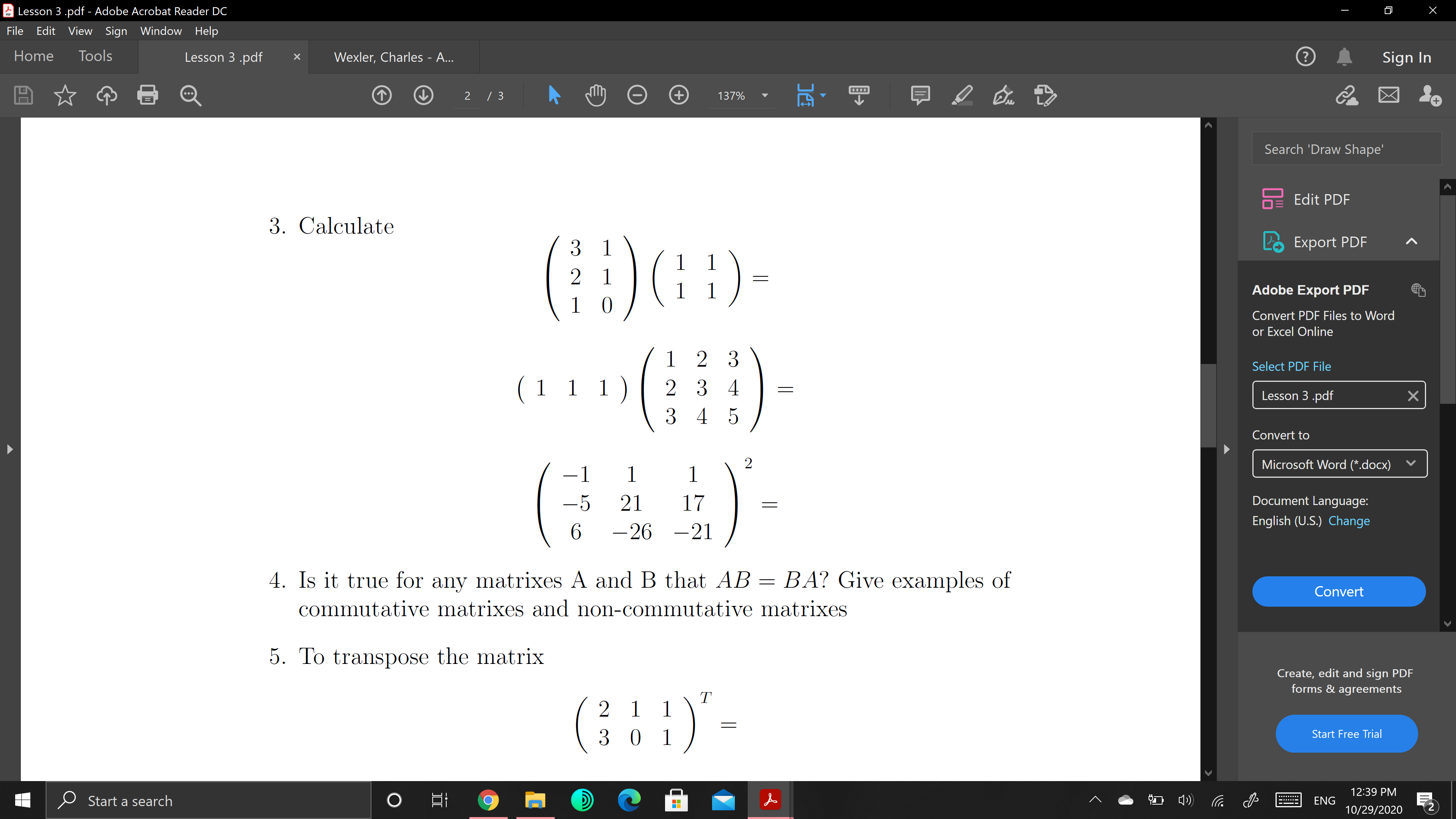 Solved х Lesson 3 .pdf - Adobe Acrobat Reader DC File Edit | Chegg.com