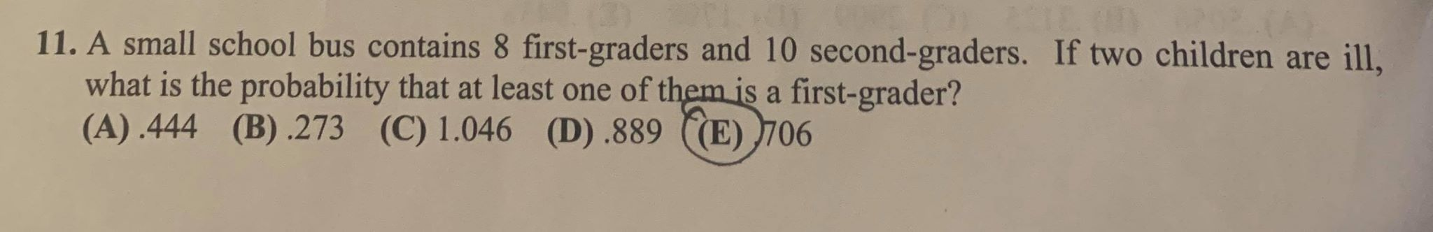 Solved 11. A small school bus contains 8 first-graders and | Chegg.com