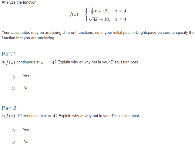 Solved Analyze the function f(x)=⎩⎨⎧21x+12,4x+10,x
