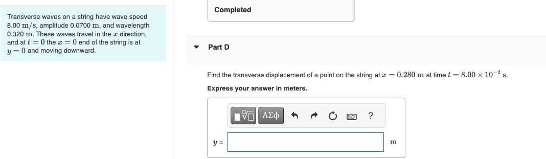 Solved Transverse waves on a string have wave speed 8.00 | Chegg.com