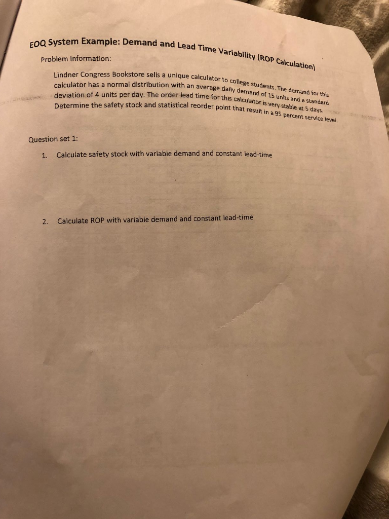 Solved Demand and Lead Time Variability (ROP Calculation) | Chegg.com