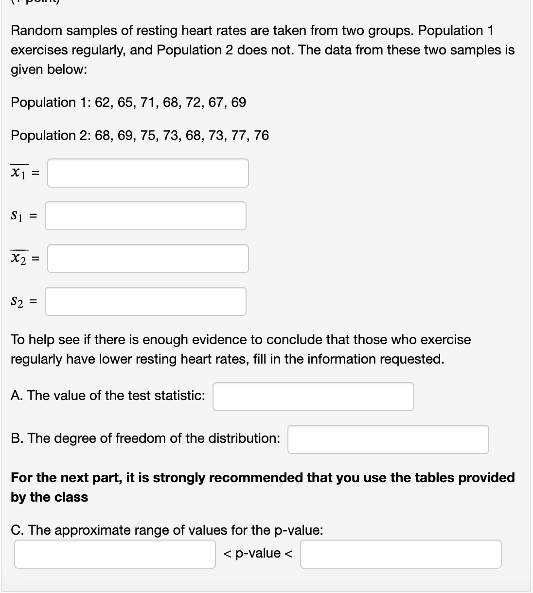 Solved Random samples of resting heart rates are taken from | Chegg.com