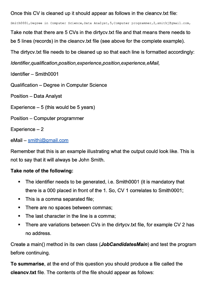 Solved 2 or 3, etc). Each CV ends with the word End (every | Chegg.com