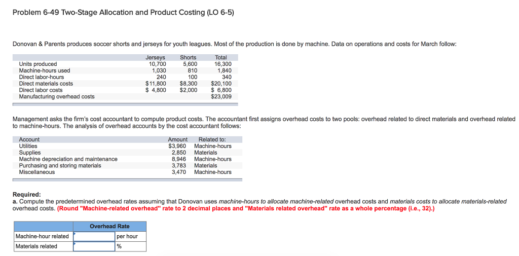 Solved Problem 6-49 Two-Stage Allocation and Product Costing | Chegg.com