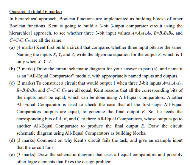 Solved Question 4 (total 16 marks) In hierarchical approach, | Chegg.com