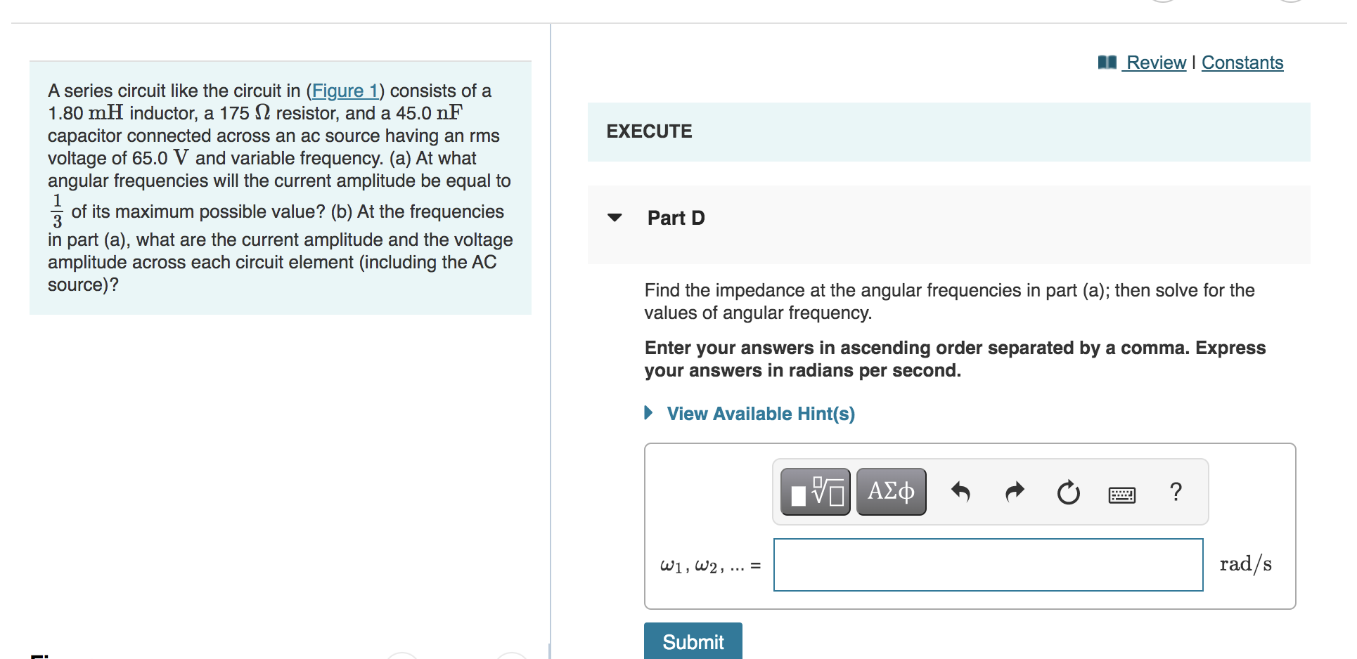 Solved A Review | Constants EXECUTE A series circuit like | Chegg.com