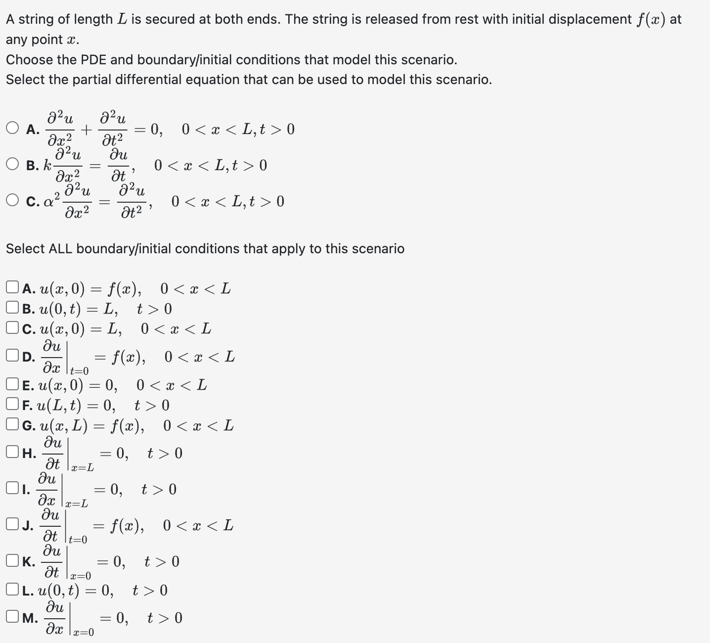 Solved A string of length L is secured at both ends. The | Chegg.com