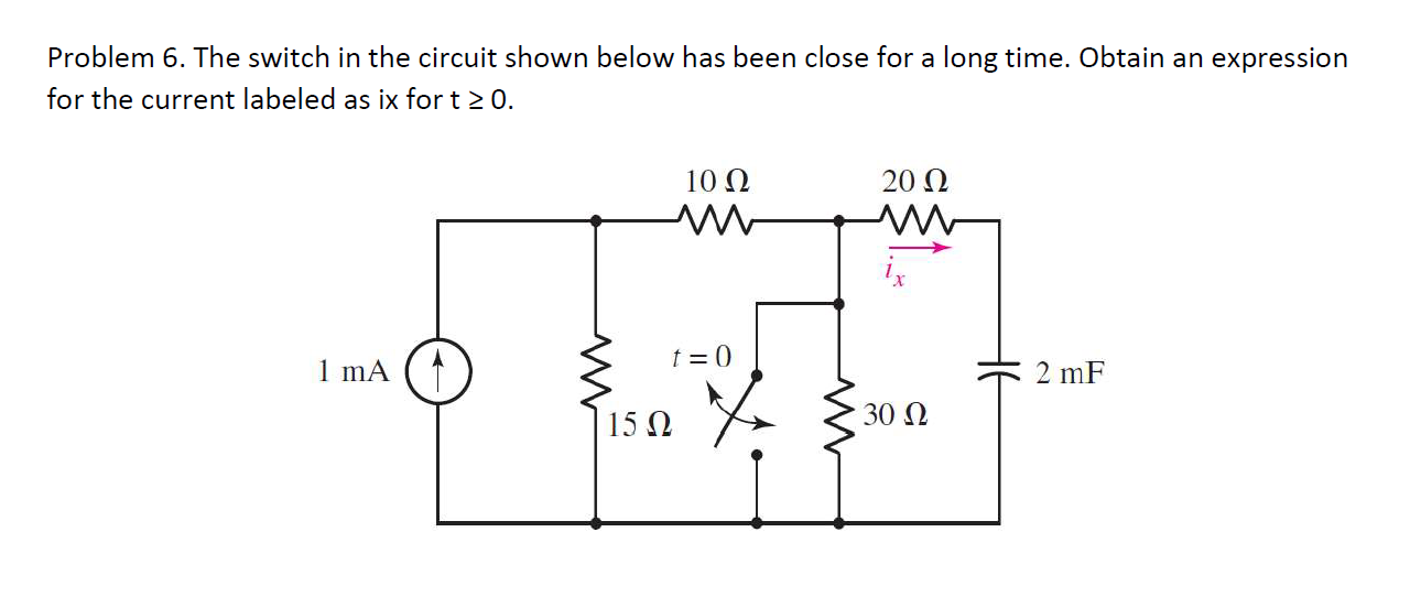 Solved Problem 6. The switch in the circuit shown below has | Chegg.com