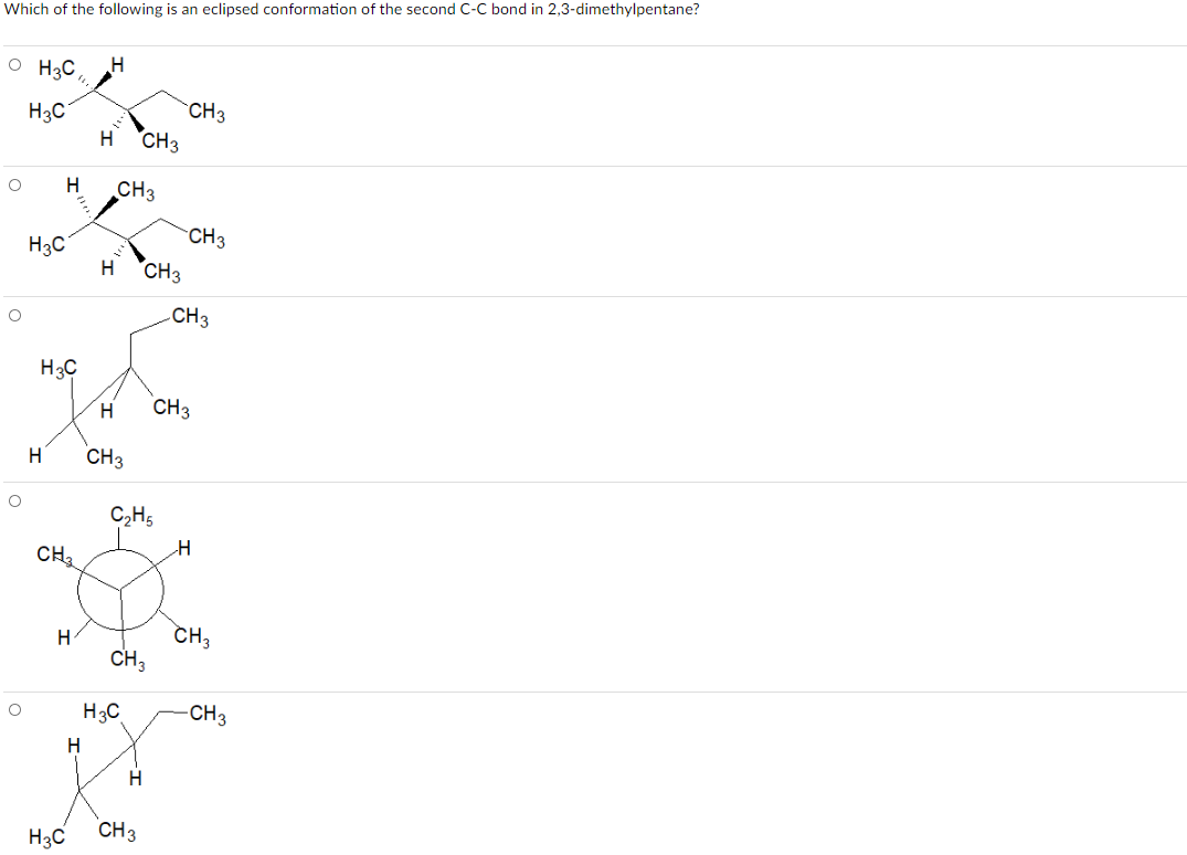 Solved Which of the following is an eclipsed conformation of | Chegg.com