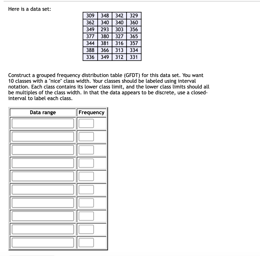 Solved Construct a grouped frequency distribution table | Chegg.com