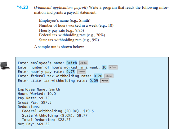 (Solved) : 423 Financial Application Payroll Write Program Reads ... (Solved) : 423 Financial Application Payroll Write Program Reads ...