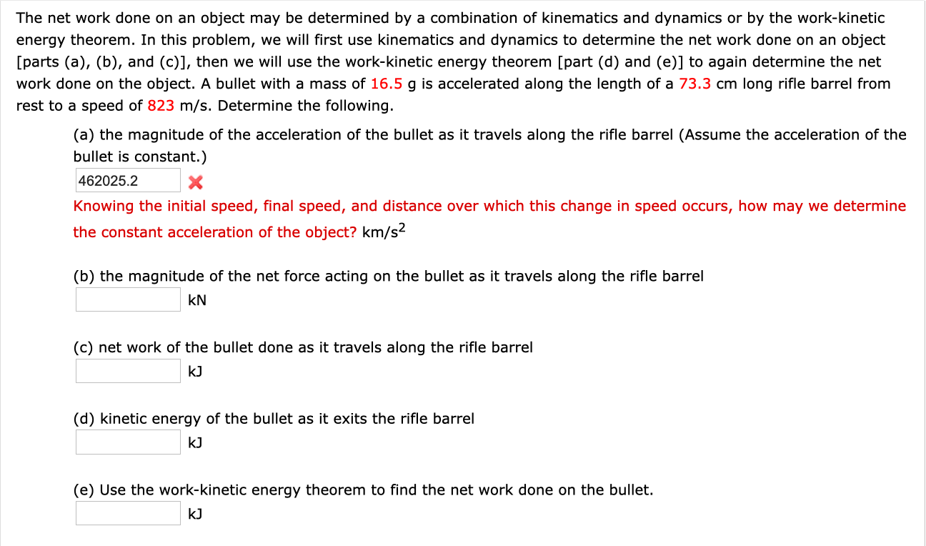 Solved The net work done on an object may be determined by a | Chegg.com