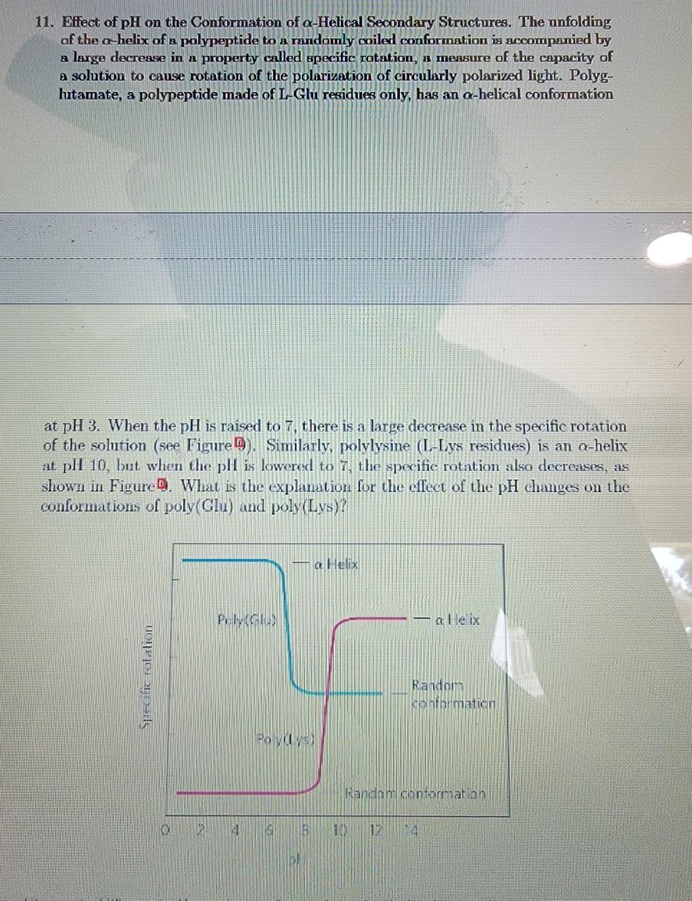 Solved 11. Effect of pH on the Conformation of a-Helical | Chegg.com