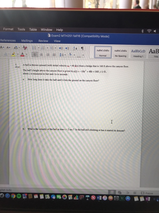 Solved Format Tools Table Window Help 书令빼 Exam2 MTH251 | Chegg.com