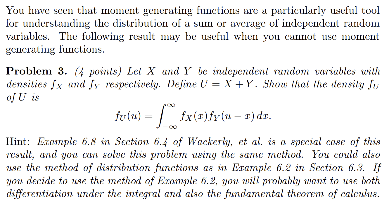 Solved You have seen that moment generating functions are a | Chegg.com