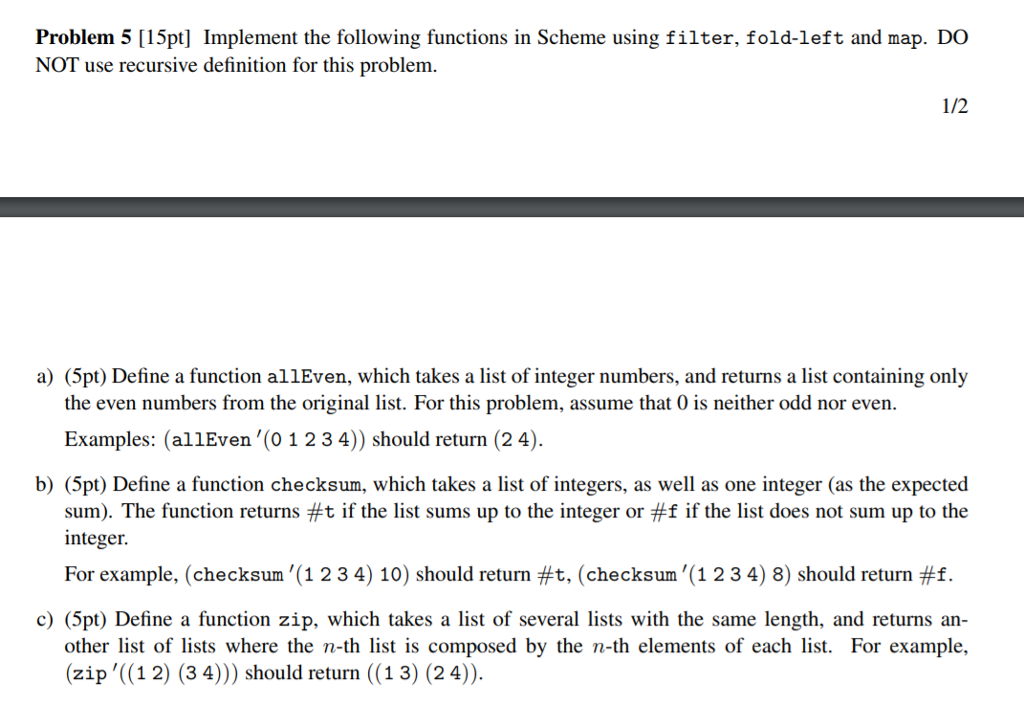 Problem 5 [15pt] Implement the following functions in | Chegg.com