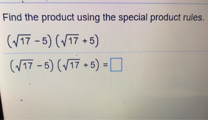 Solved Find the product using the special product rules. | Chegg.com