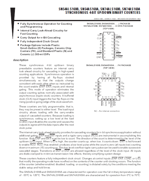A3 Dos Us LLLLL 17 SN54ALS169B, SN54A S 169A, | Chegg.com