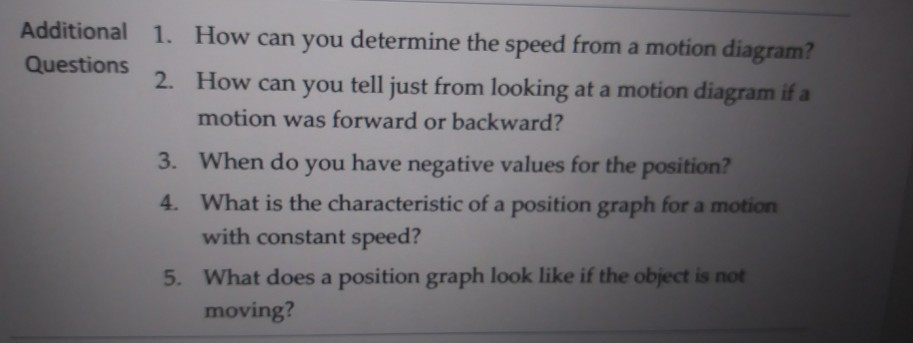 Solved Additional How can you determine the speed from a | Chegg.com