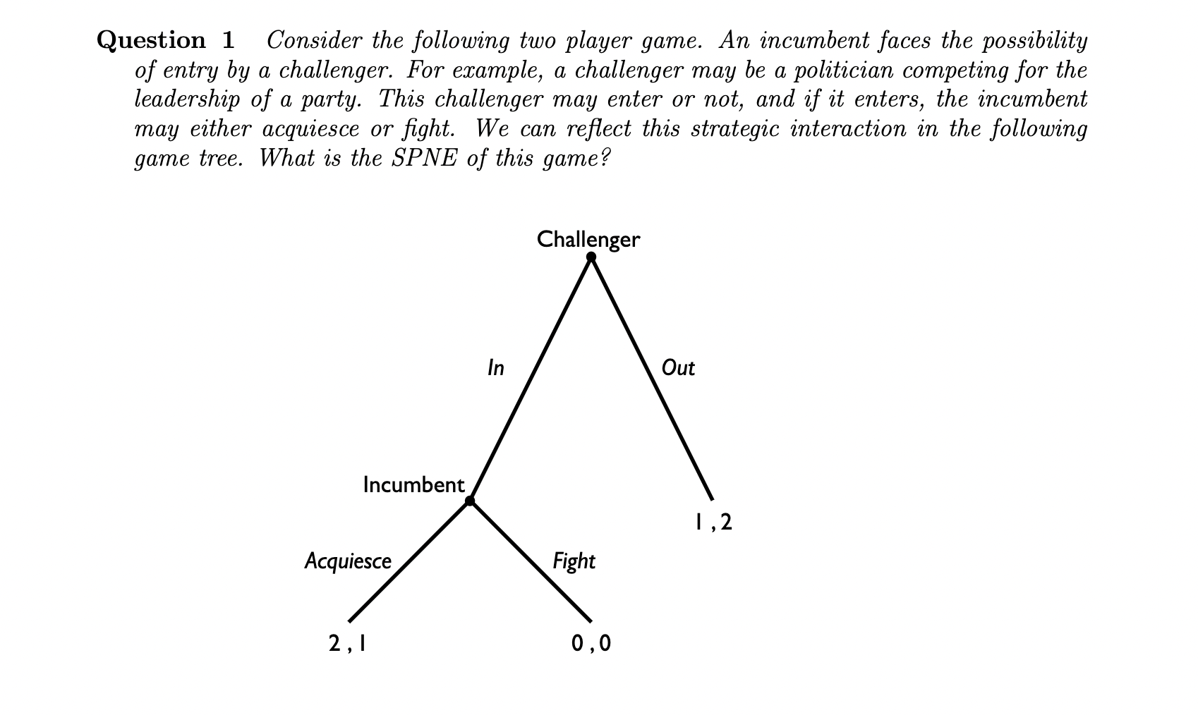 Solved Question 1 Consider the following two player game. An | Chegg.com