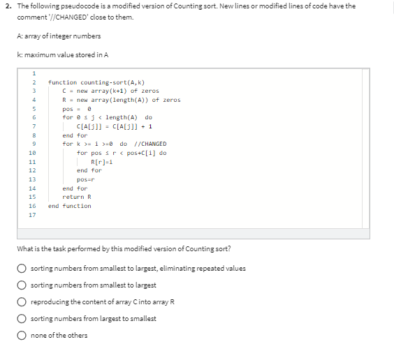 Solved The following pseudocode is a modified version of | Chegg.com