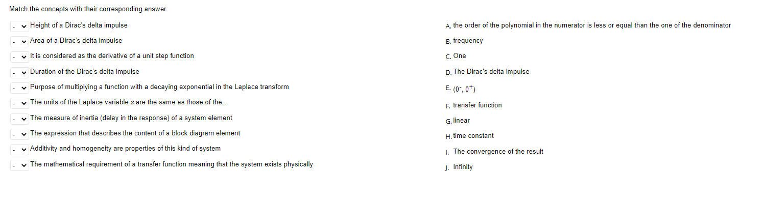 Solved Match the concepts with their corresponding answer. | Chegg.com
