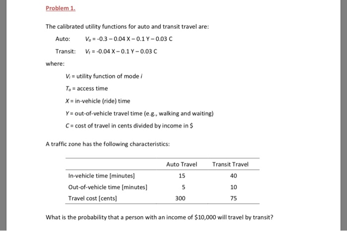 Solved Problem 1 The calibrated utility functions for auto | Chegg.com