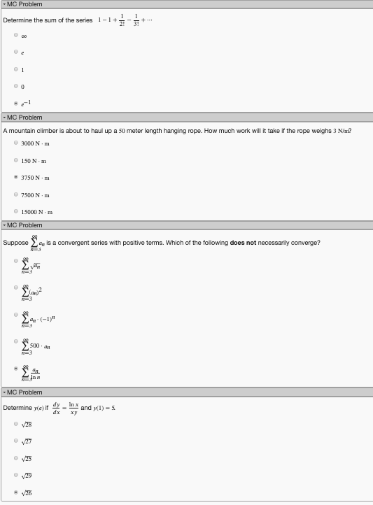 Solved - MC Problem Determine the sum of the series 1-1+ - | Chegg.com