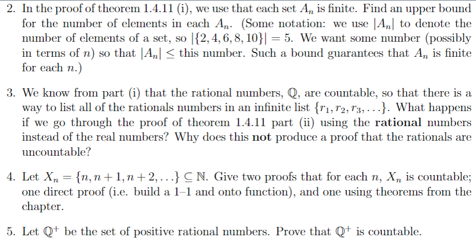 Solved Theorem 1.4.11. (i) The set Q is countable. (ii) The | Chegg.com