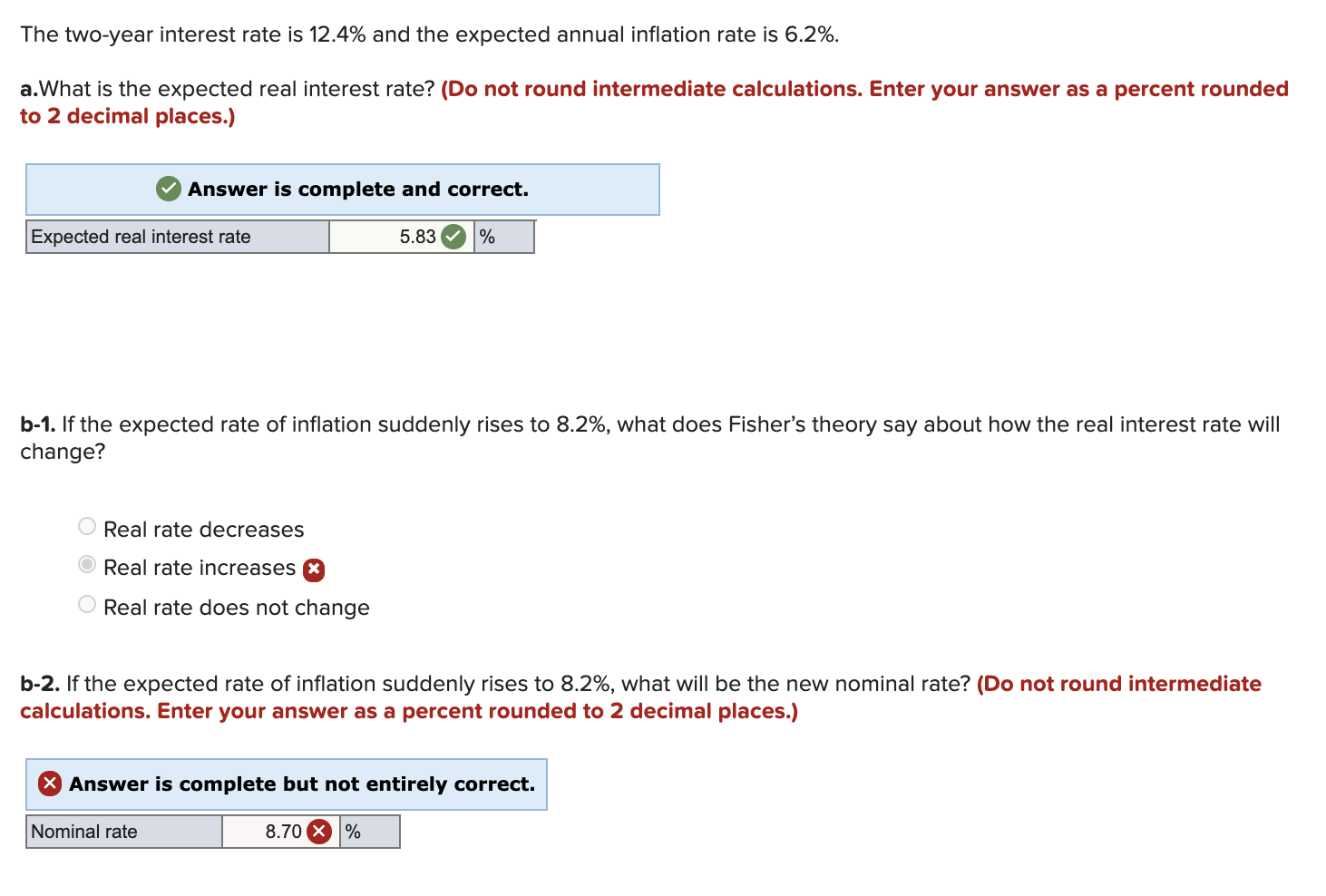 Solved The two-year interest rate is 12.4% and the expected | Chegg.com