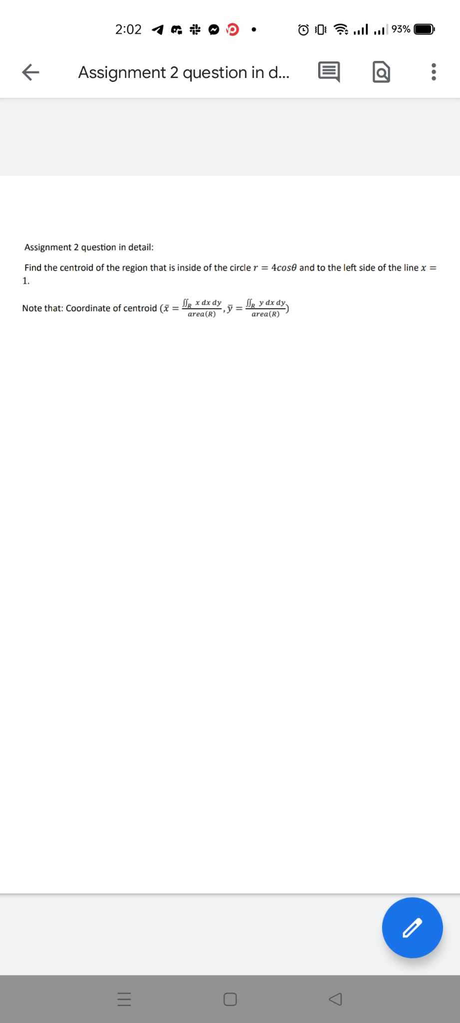 Solved Assignment 2 question in detail: Find the centroid of | Chegg.com