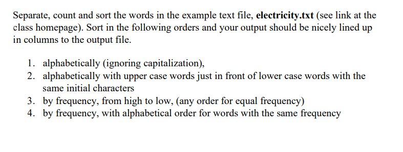 Solved Separate, count and sort the words in the example | Chegg.com