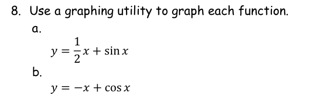 Solved 8. Use a graphing utility to graph each function. a. | Chegg.com