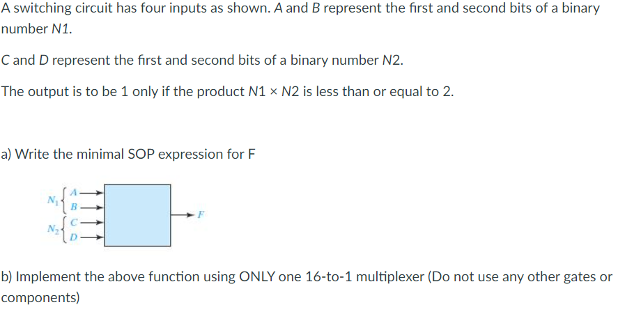Solved A switching circuit has four inputs as shown. A and B | Chegg.com