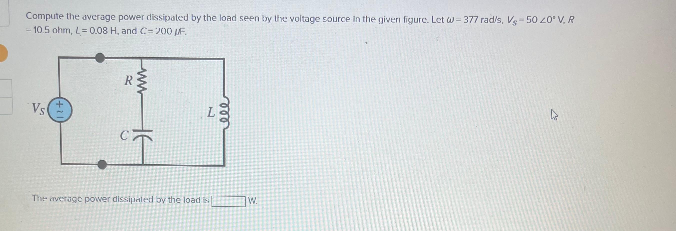 Solved Compute the average power dissipated by the load seen | Chegg.com