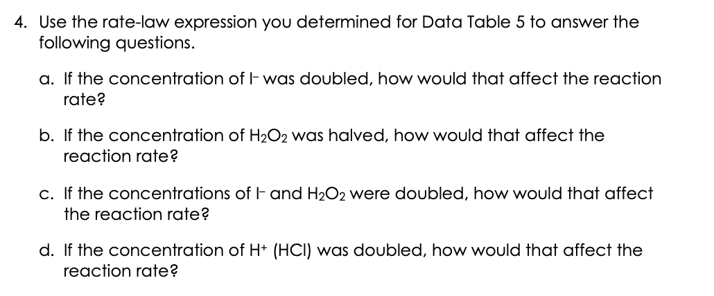 Solved Activity 5 Data Table 5. Orders of Reactants in the | Chegg.com