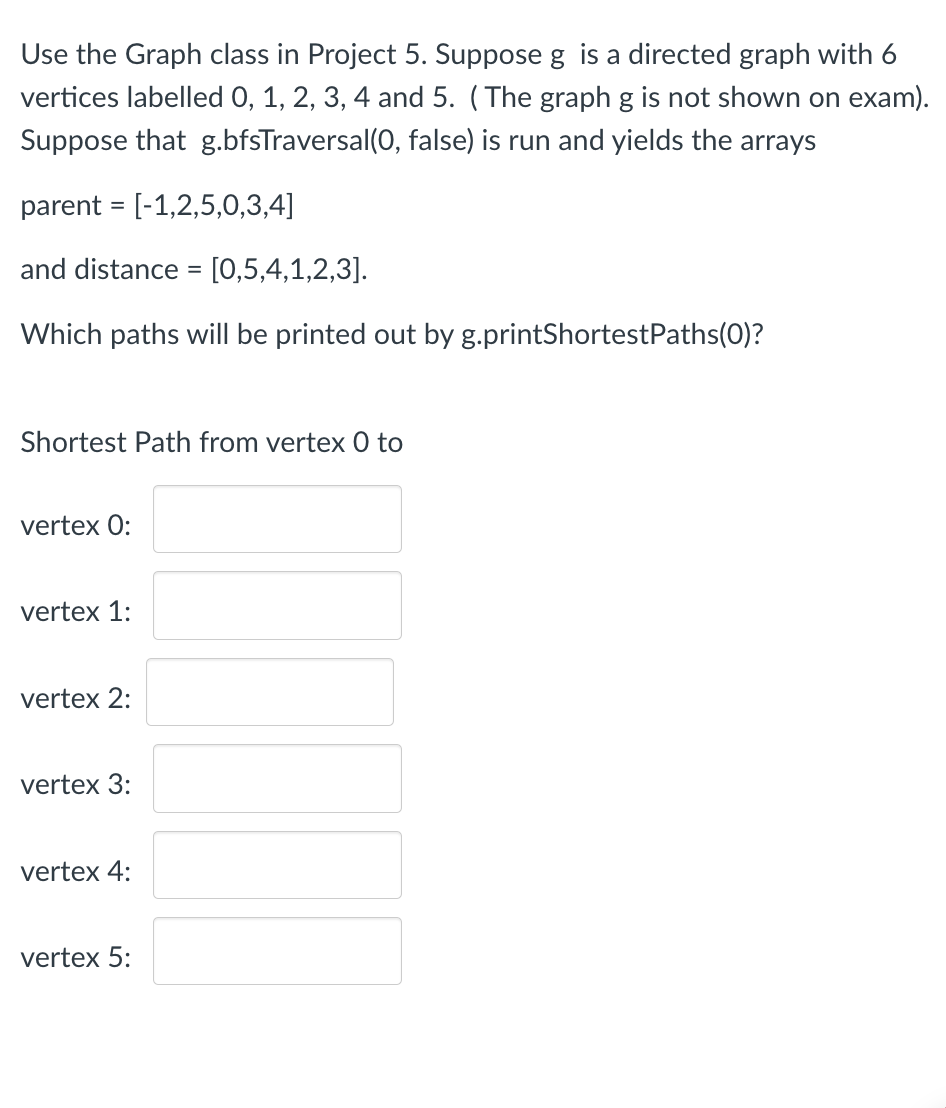 Solved Use the Graph class in Project 5. Suppose g is a | Chegg.com