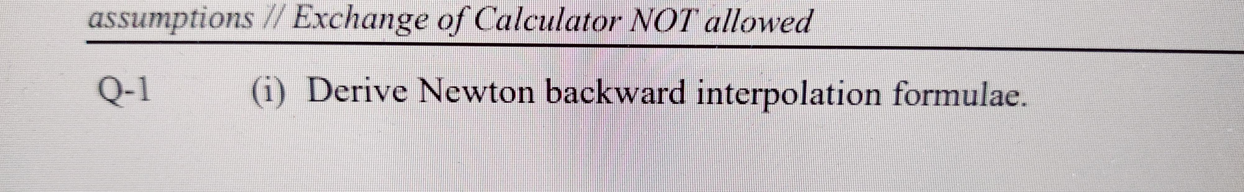 Solved assumptions // Exchange of Calculator NOT allowed Q-1 | Chegg.com