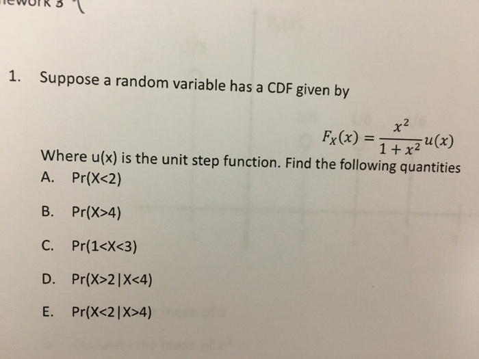 Solved 1. Suppose a random variable has a CDF given by 1+x2 | Chegg.com